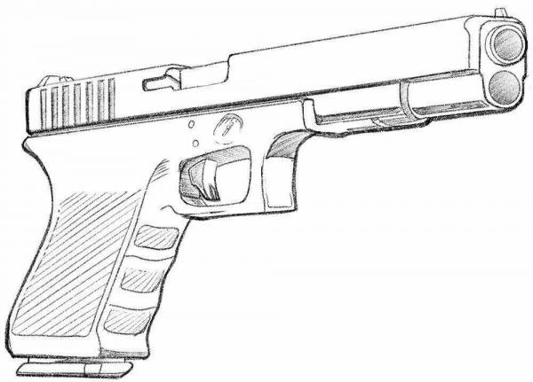 Glock Blueprints 18c Drawing Template 17 Blueprint Gun Coloring Sketch ...