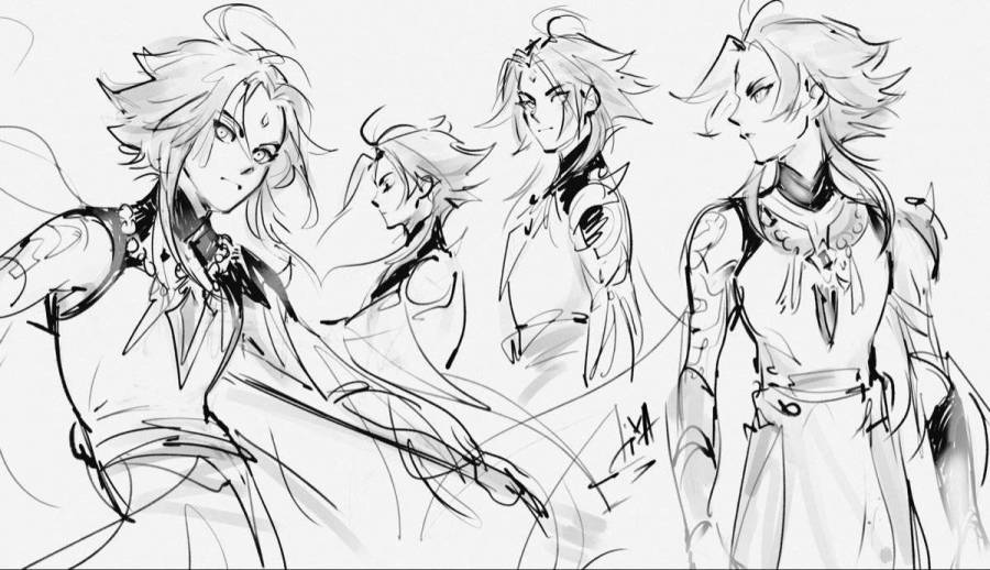 Coloring Pages Albedo genshin (27 pcs) - download or print for free #13725