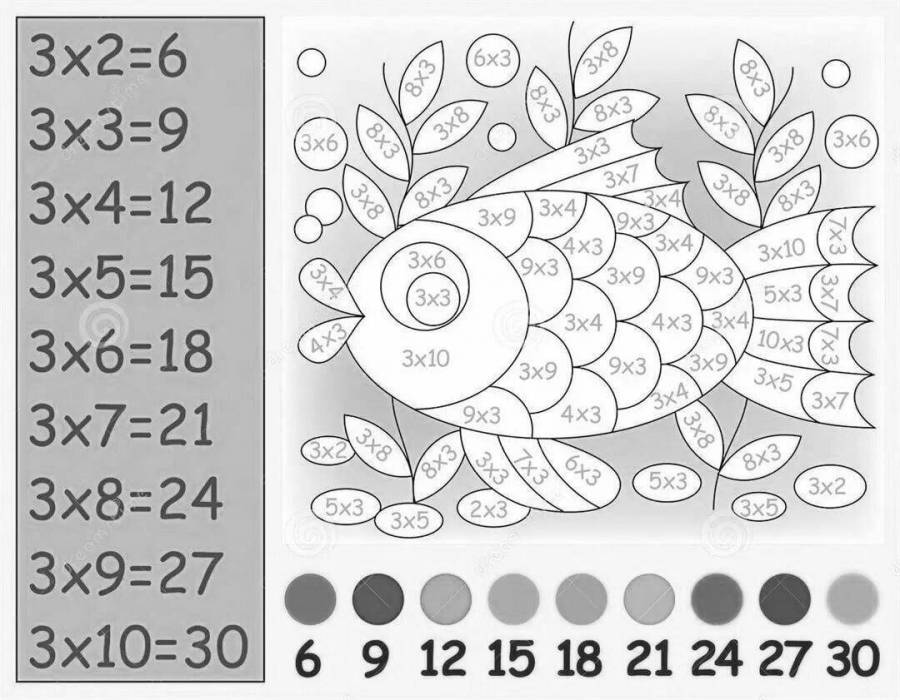Coloring Pages Multiplication table for 3 (39 pcs) - download or print ...