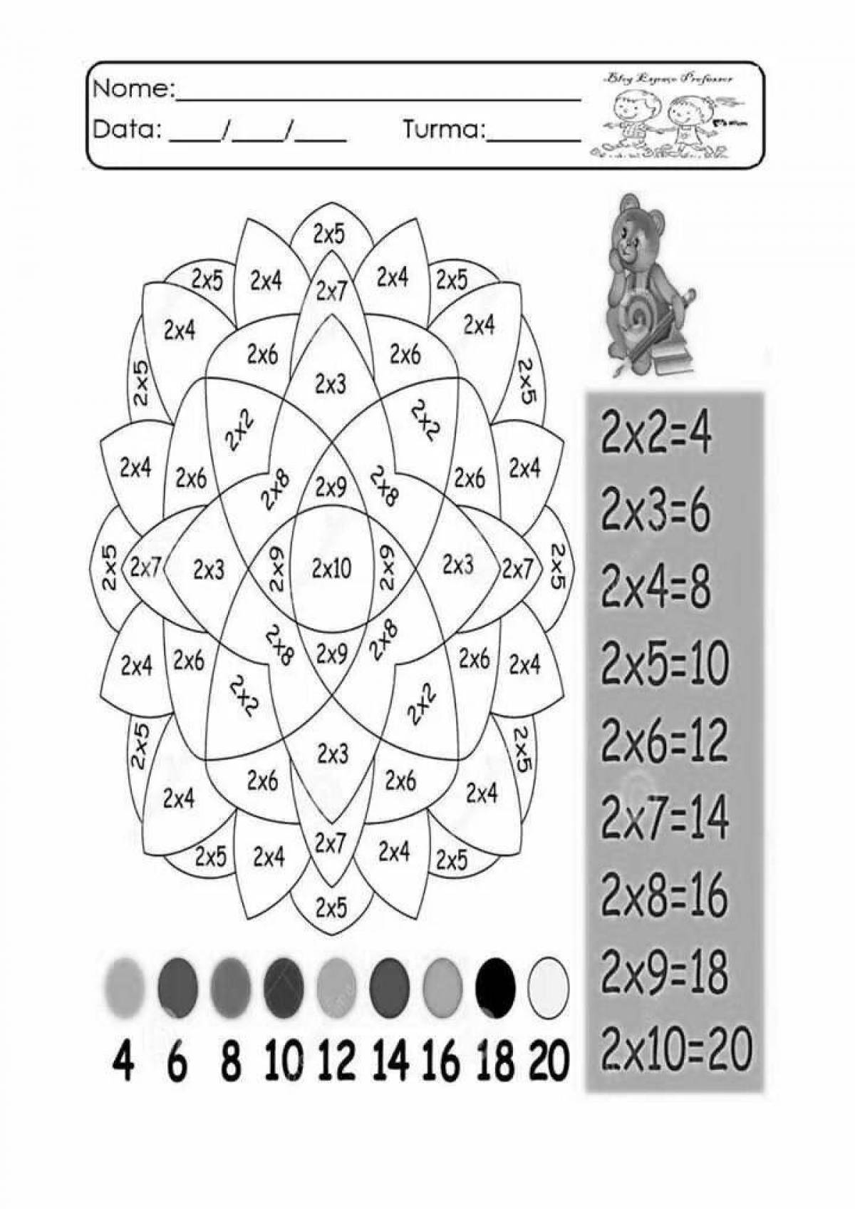 Coloring Pages Multiplication table for 4 (39 pcs) - download or print ...
