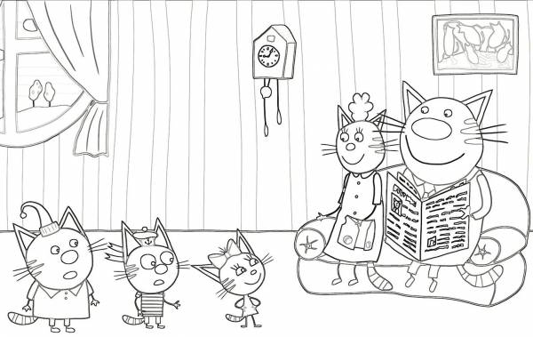 Coloring Pages Three cats cartoon (39 pcs) - download or print for free ...