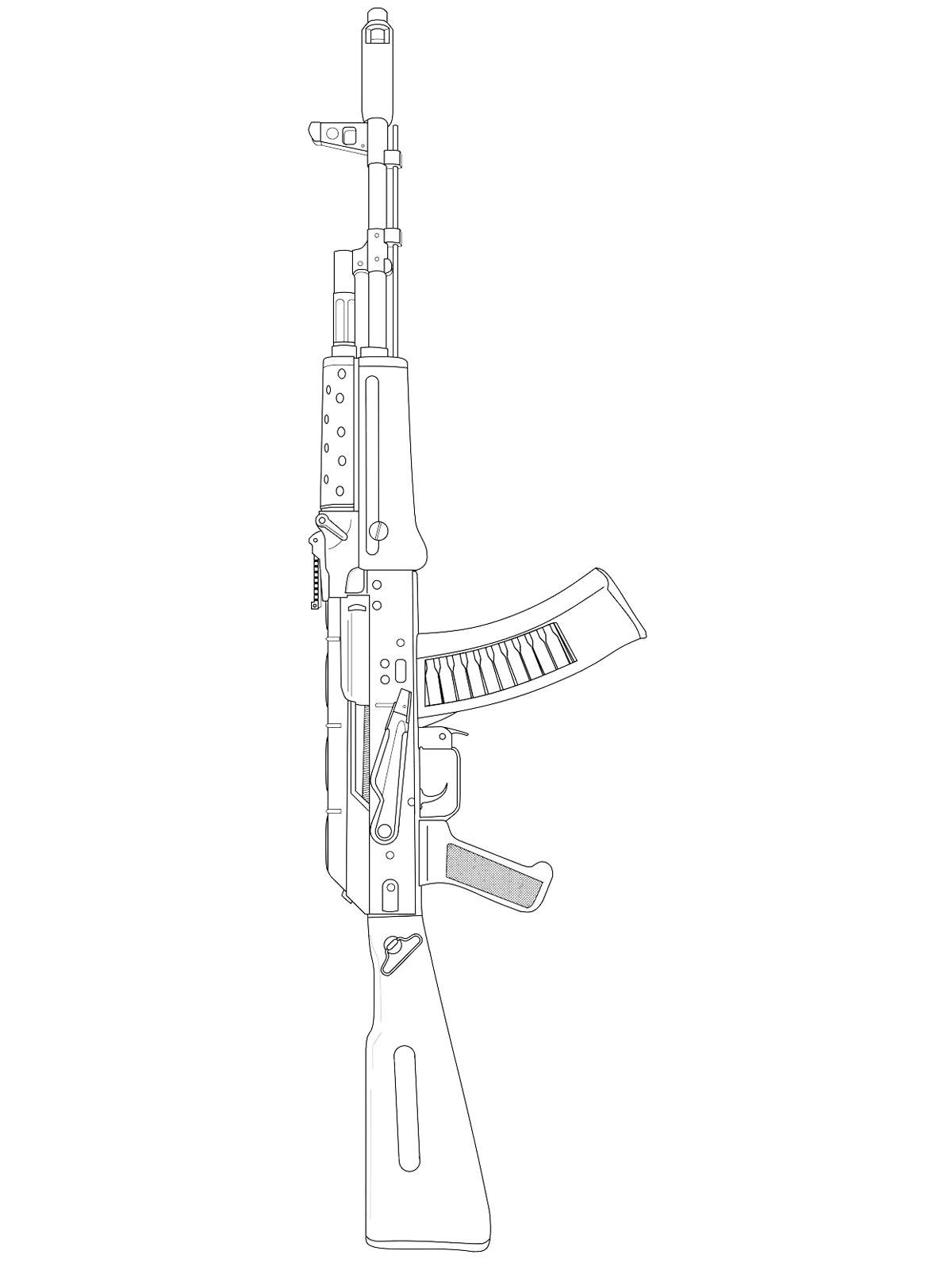 Coloring Pages For boys, Kalashnikov assault rifle (11 pcs) - download ...