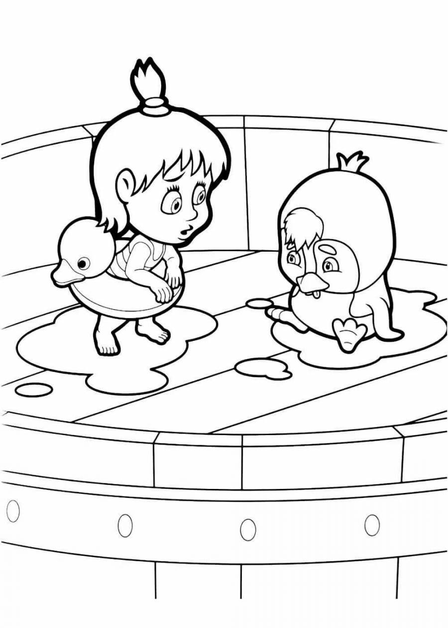 Coloring Pages Masha and Dasha and the bear (37 pcs) - download or ...