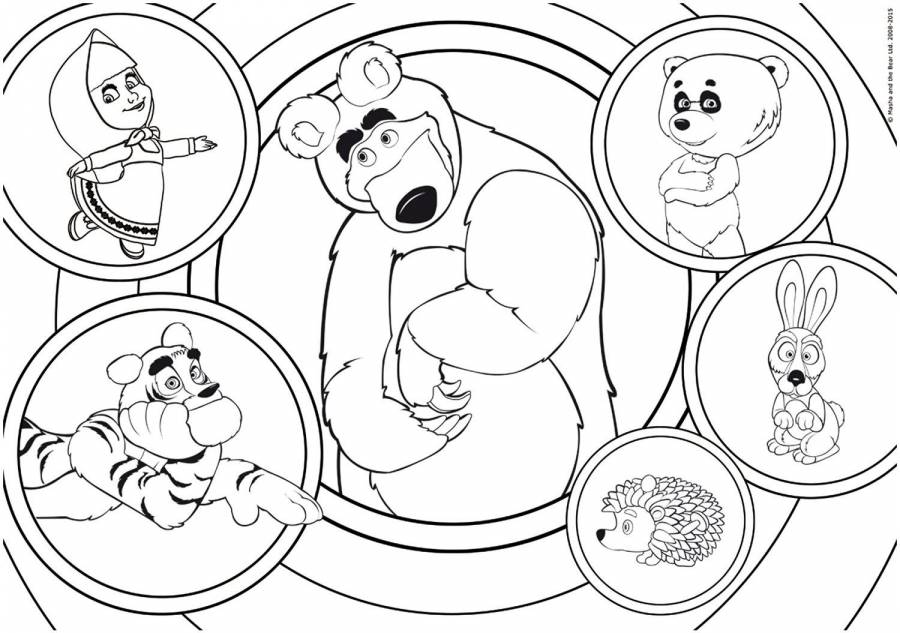 Coloring Pages Masha and Dasha and the bear (37 pcs) - download or ...