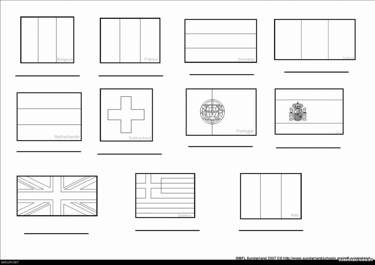 Coloring Pages Flags of the countries of the world for children (38 pcs ...