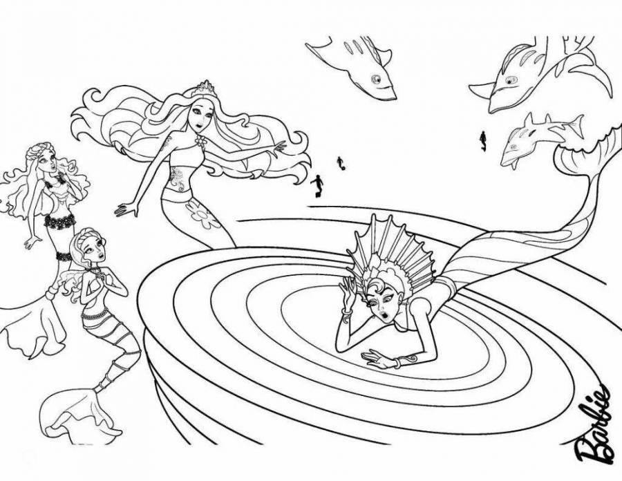 Раскраски Барби русалка для детей (37 шт.) - скачать или распечатать ...
