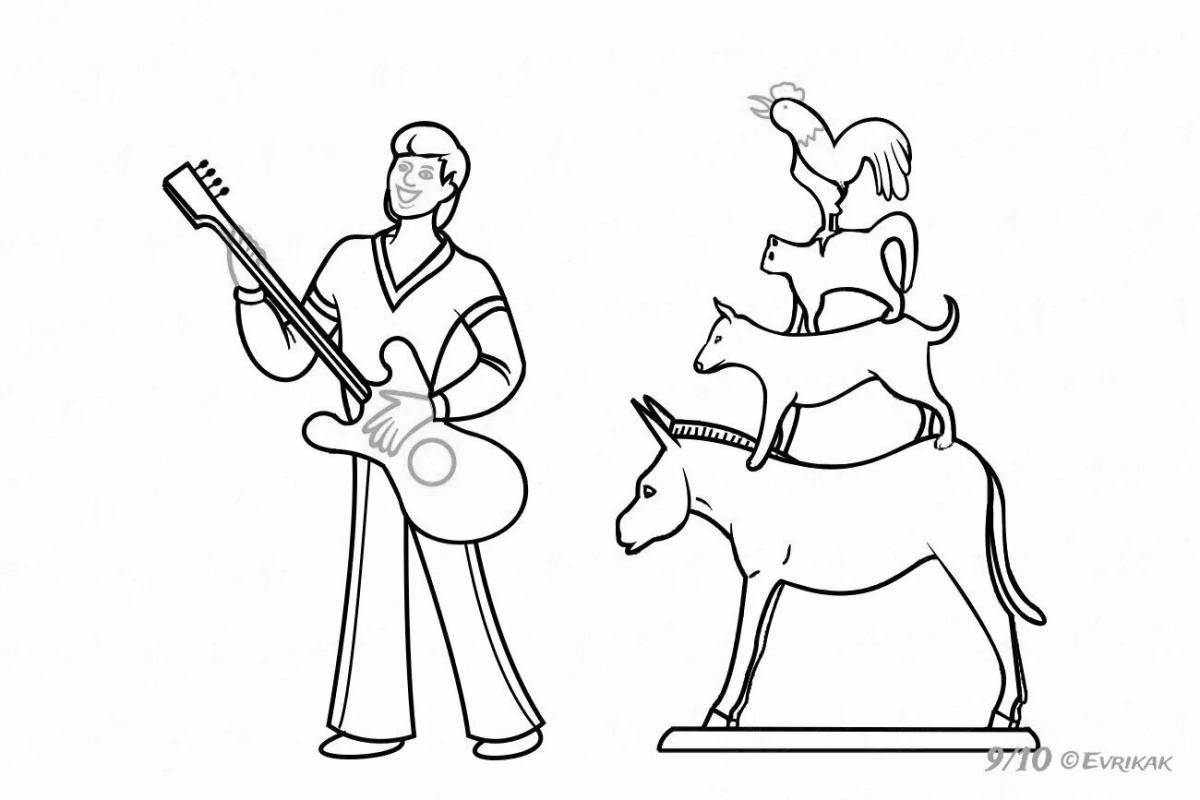 Coloring Pages Bremen town musicians for children (38 pcs) - download ...