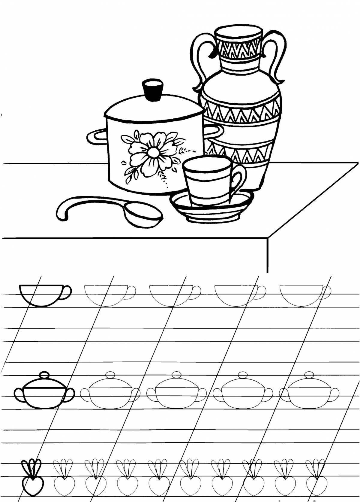 Coloring Pages Tableware for preschool children (39 pcs) - download or ...