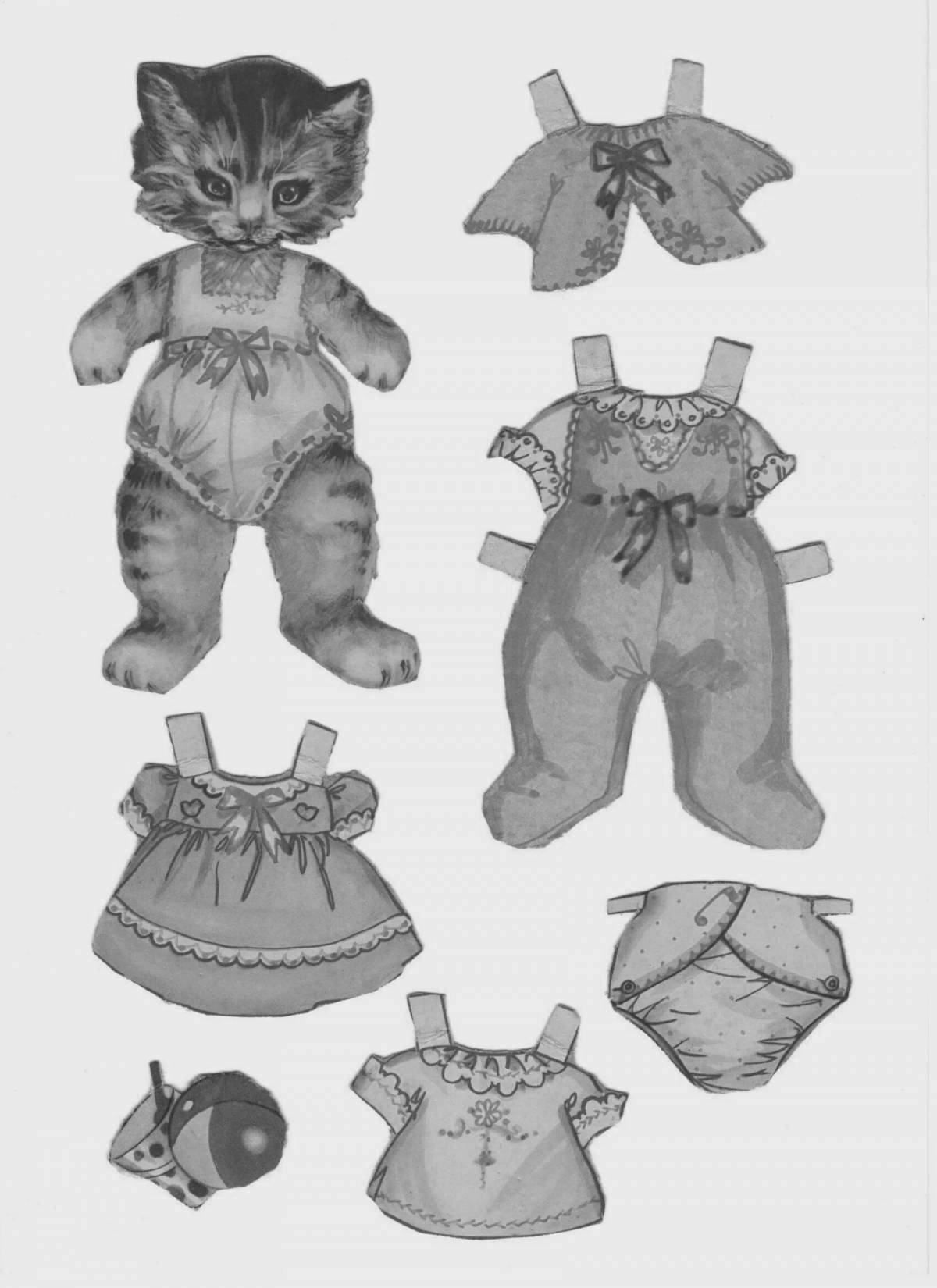 Coloring Pages Cats with clothes to cut out (39 pcs) - download or ...