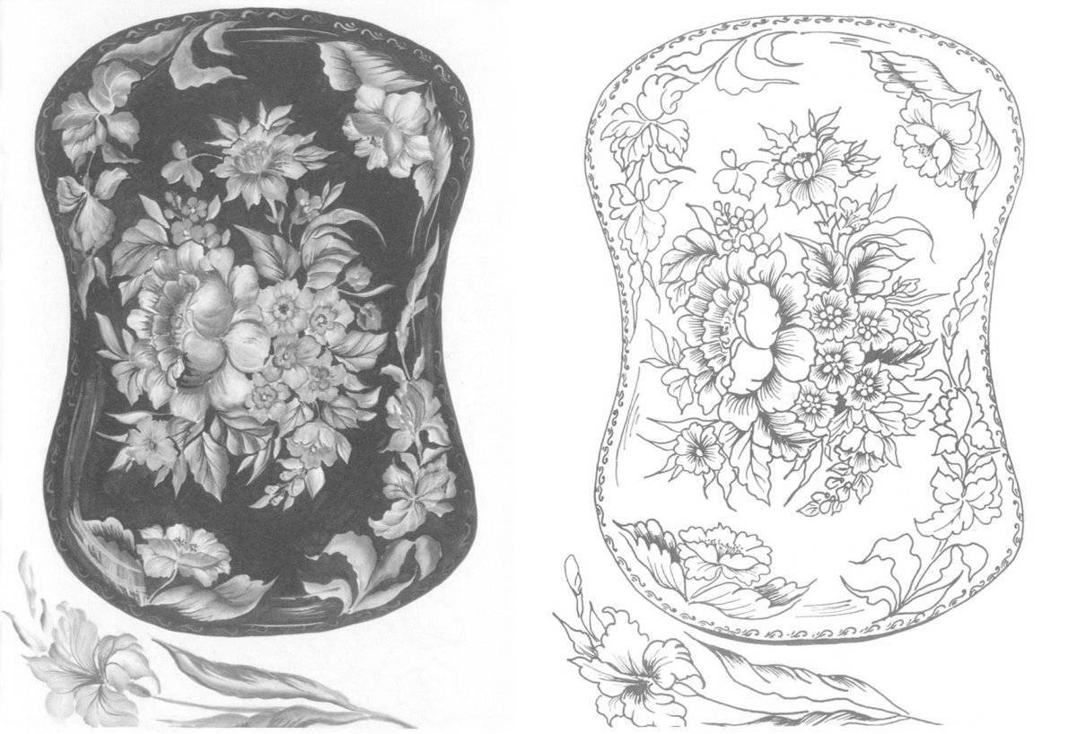 Coloring Pages Zhostovo painting for children templates (39 pcs ...