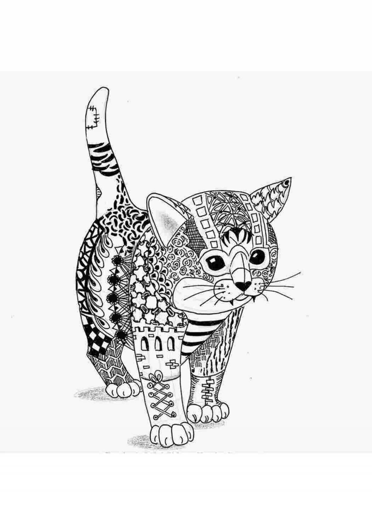 Coloring Pages Patterned cat (35 pcs) - download or print for free #24193