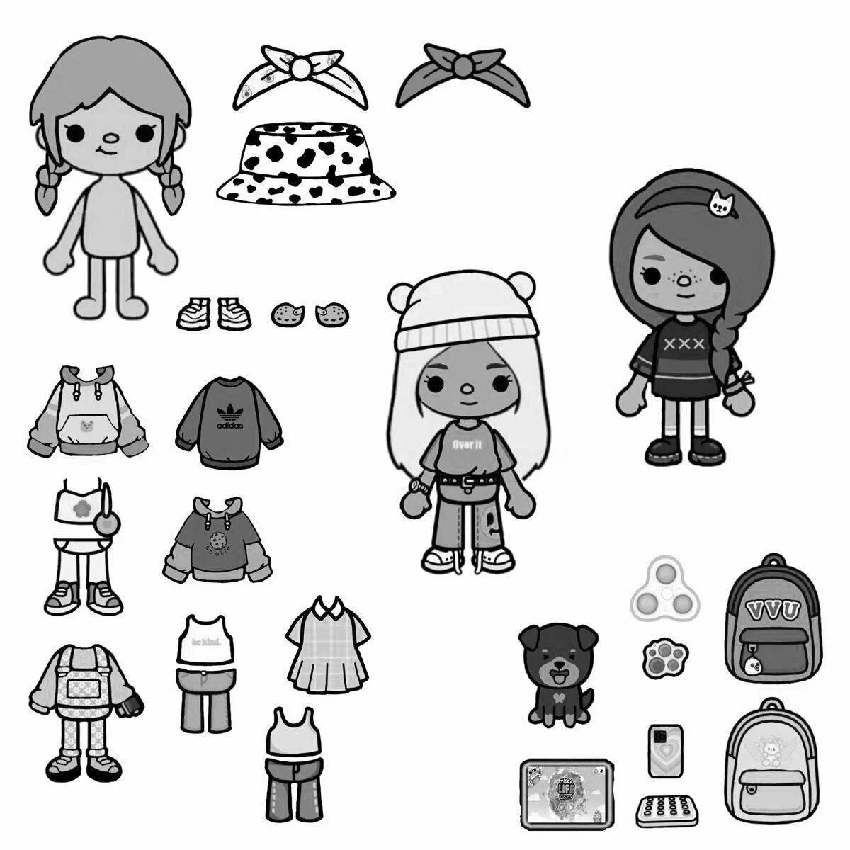Coloring Pages Toka boka characters for paper house (29 pcs) - download or print for free #28058