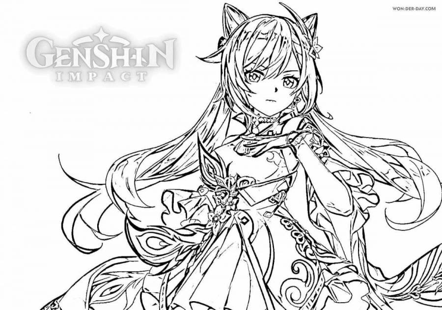 Coloring Pages Genshin impact xiao full length (27 pcs) - download or ...
