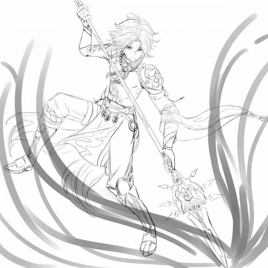 Coloring Pages Genshin impact xiao full length (27 pcs) - download or ...