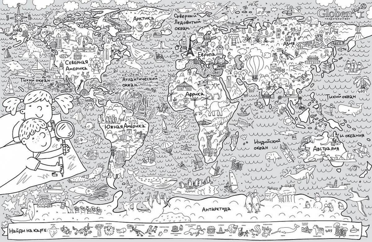 Coloring Pages Giant world map (36 pcs) - download or print for free #29897
