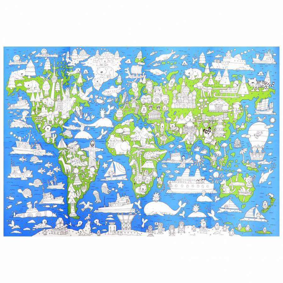 Coloring Pages Giant world map (36 pcs) - download or print for free #29897