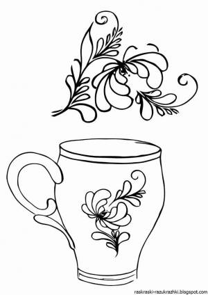 Coloring Pages Painting gzhel pictures templates for kids plate (39 pcs ...