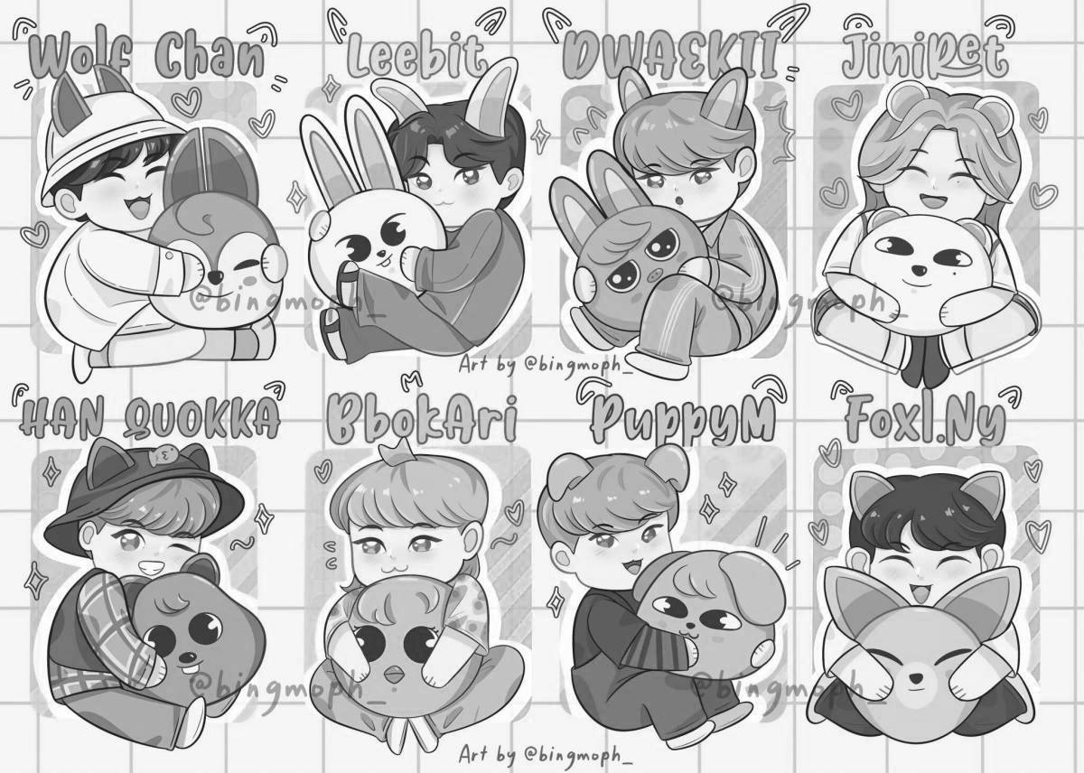 Coloring Pages Skzoo Stray Kids (26 pcs) - download or print for free #7778