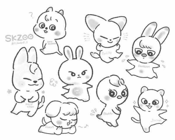 Coloring Pages Skzoo Stray Kids (26 pcs) - download or print for free #7778