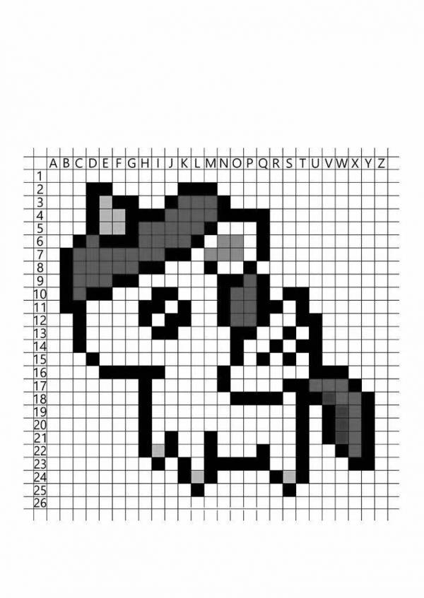 Coloring Pages Pixel art (32 pcs) - download or print for free #7836