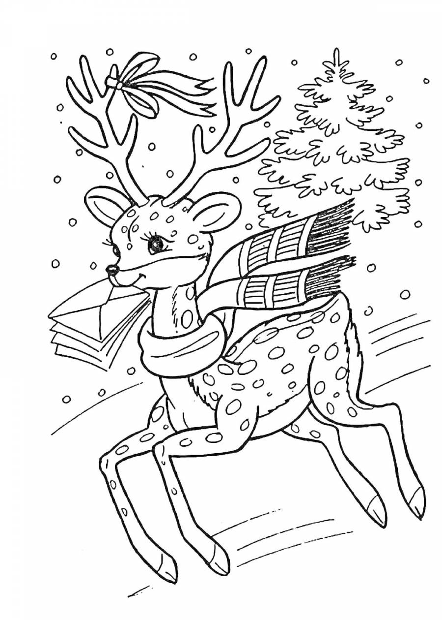 Раскраски новогодний олень: 49 раскрасок - скачать или распечатать ...