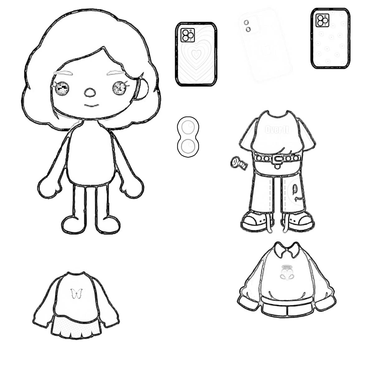 Раскраска Персонаж Тока Бока и одежда для дома - девочка с тремя ...