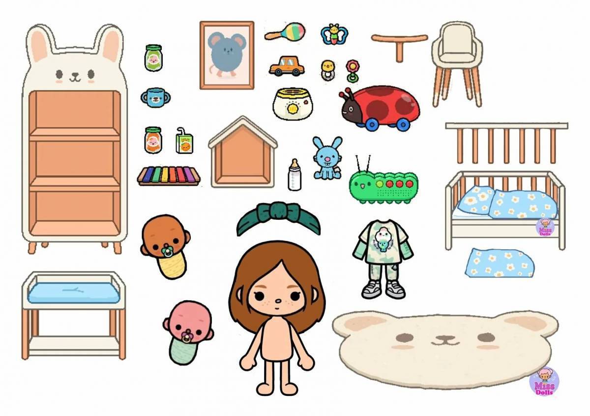 Картинки Тока бока с одеждой для вырезания (39 шт.) - #12343